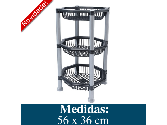 CESTO OITAVADO EMPILHAVEL COM 03 ANDARES PRETO 425 CESTO OITAVADO EMPILHAVEL COM 03 ANDARES PRETO 425